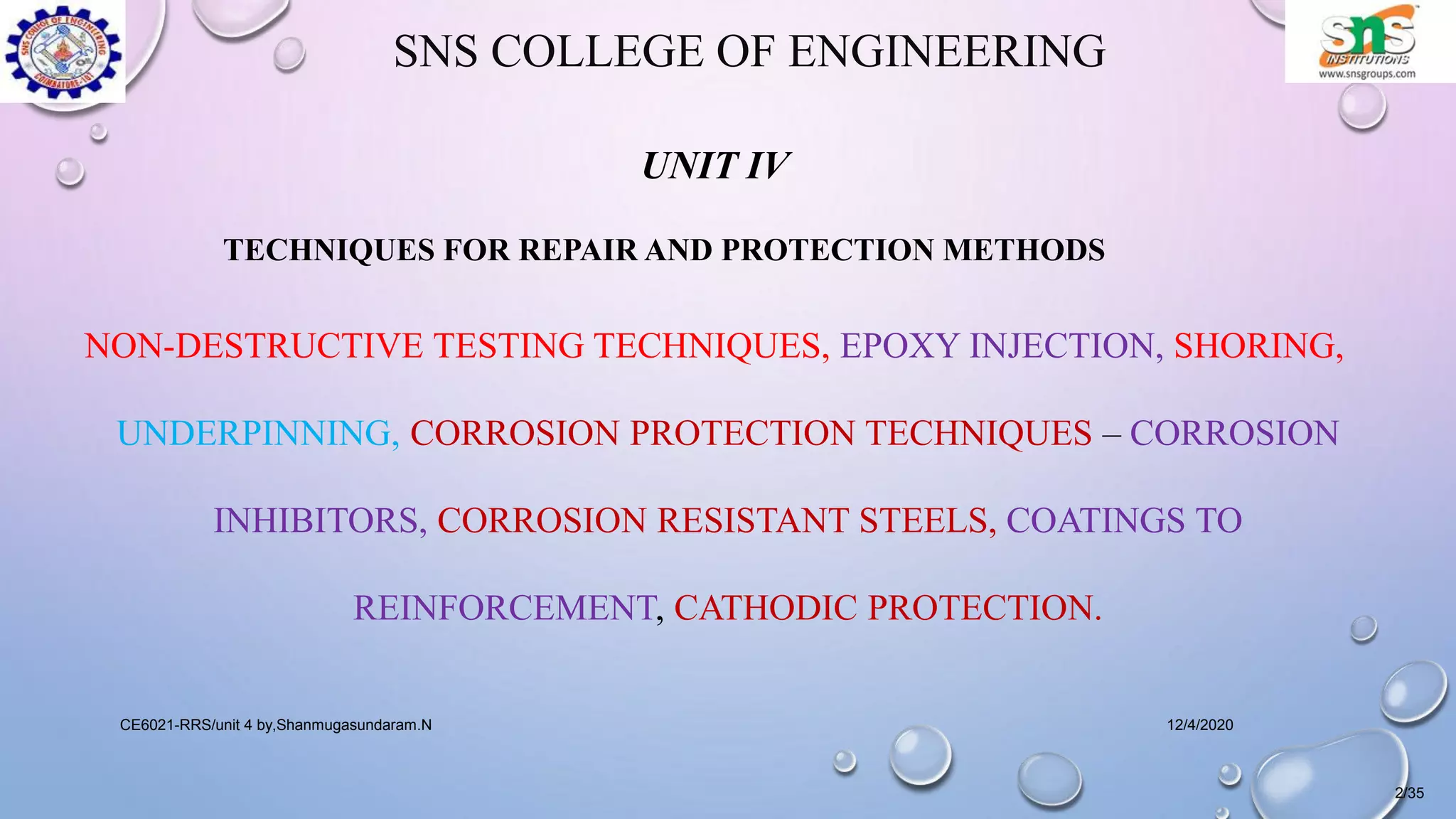 Techniques for repair and protection methods - Repair and ...