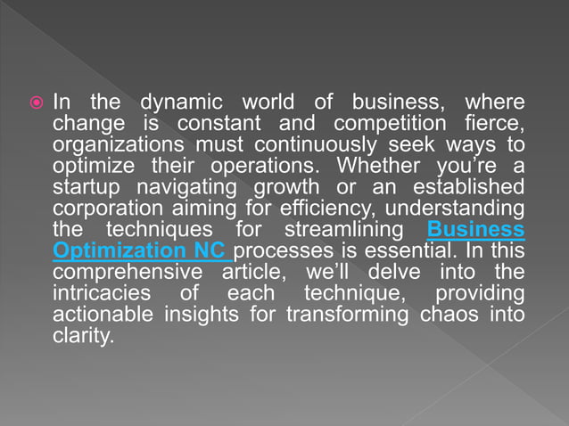 Techniques for Streamlining Business Operations: From Chaos to Clarity | PPTX
