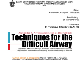 Techniques for the Difficult Airway | PPT