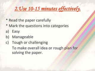 Techniques how to attempt papers tests in english. | PPTX