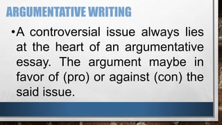 Argumentative Writing and techniques in argumentation.pptx