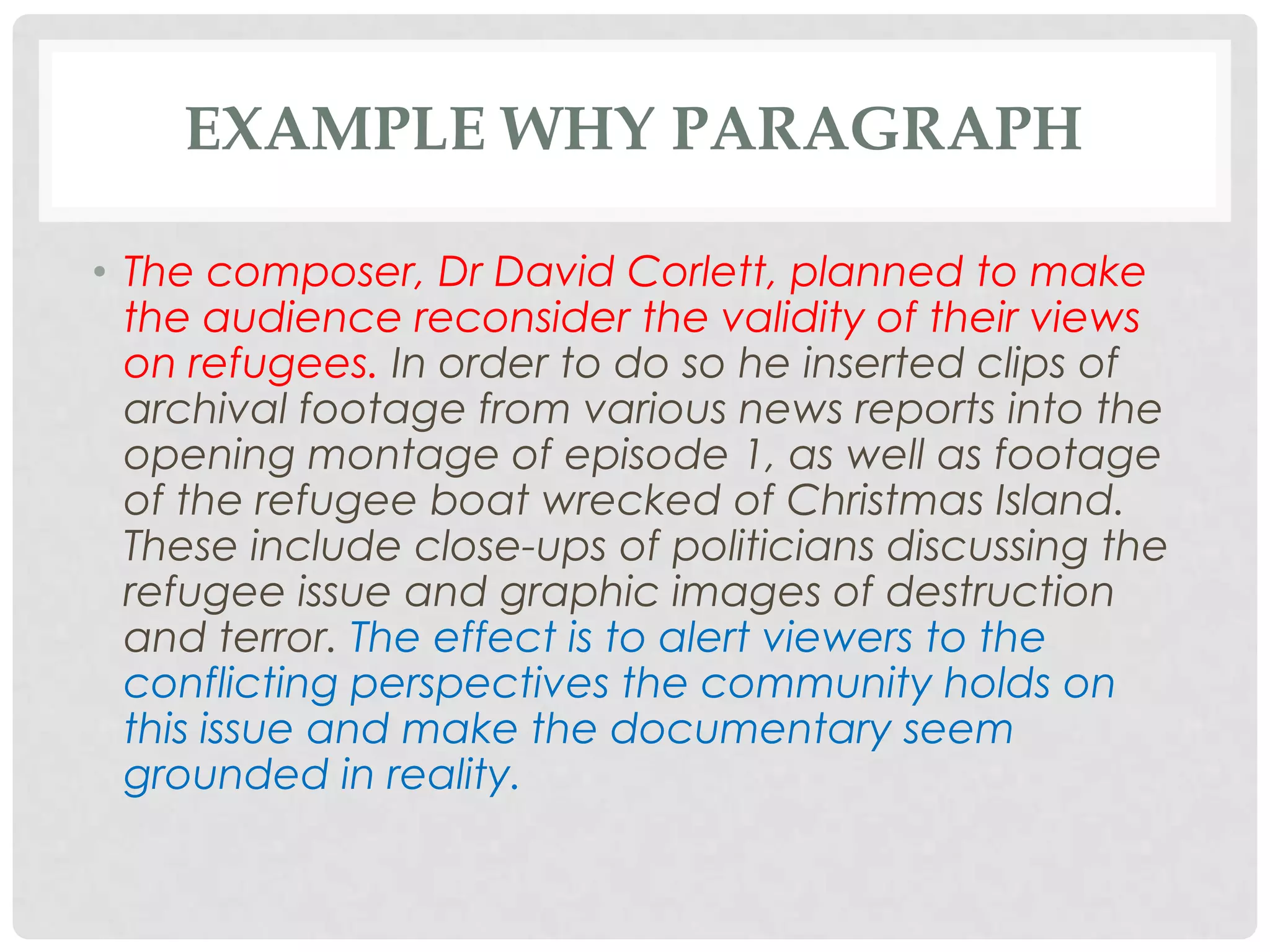 "Go back to where you came from" documentary analysis | PPTX