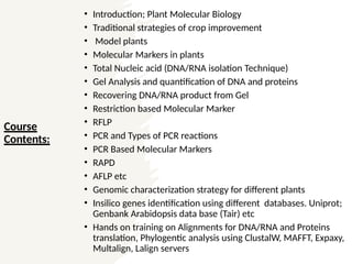 Techniques in Plant Molecular Biology first lecture | PPT