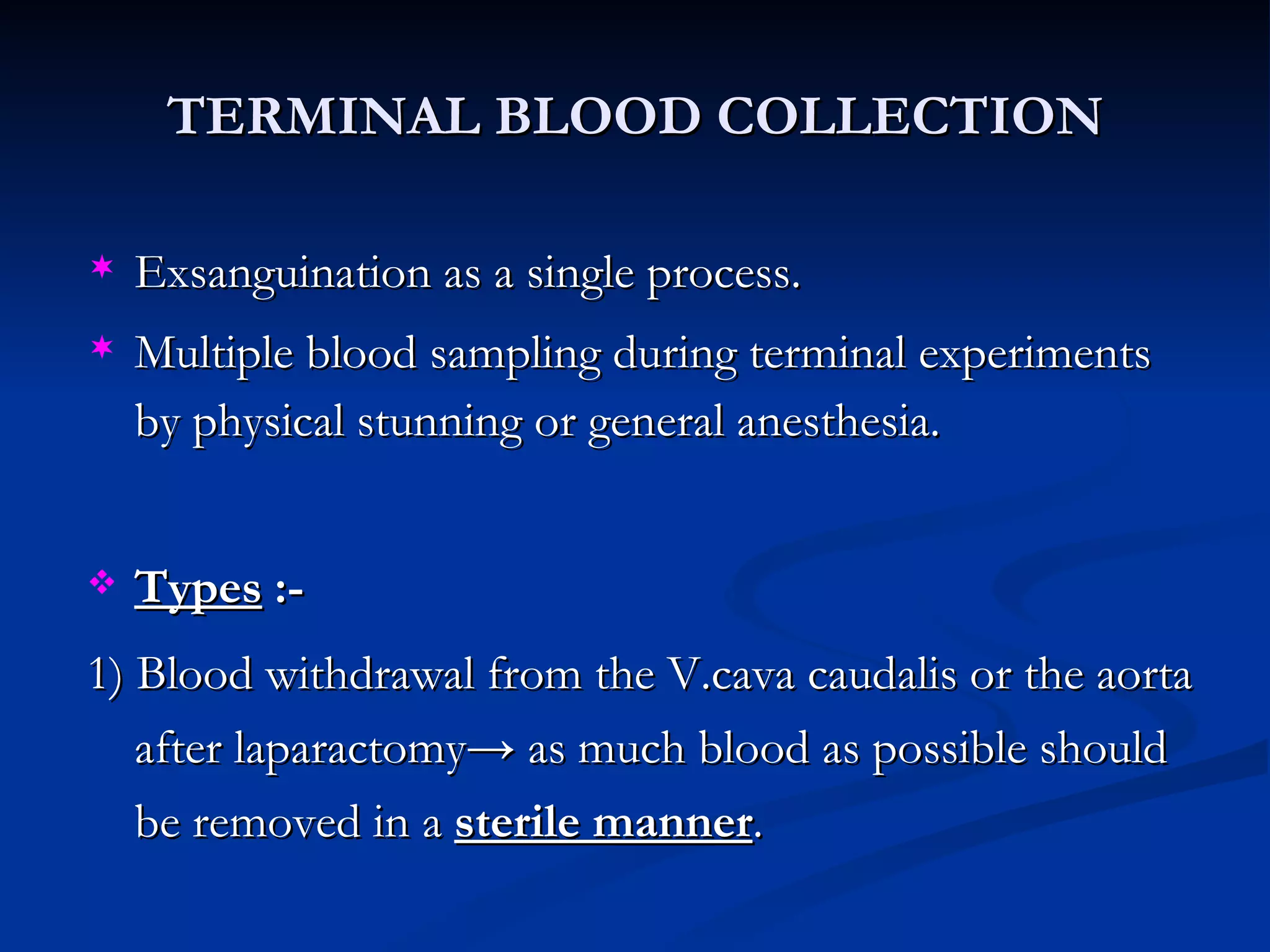 Techniques of blood collection in laboratory animals | PPT