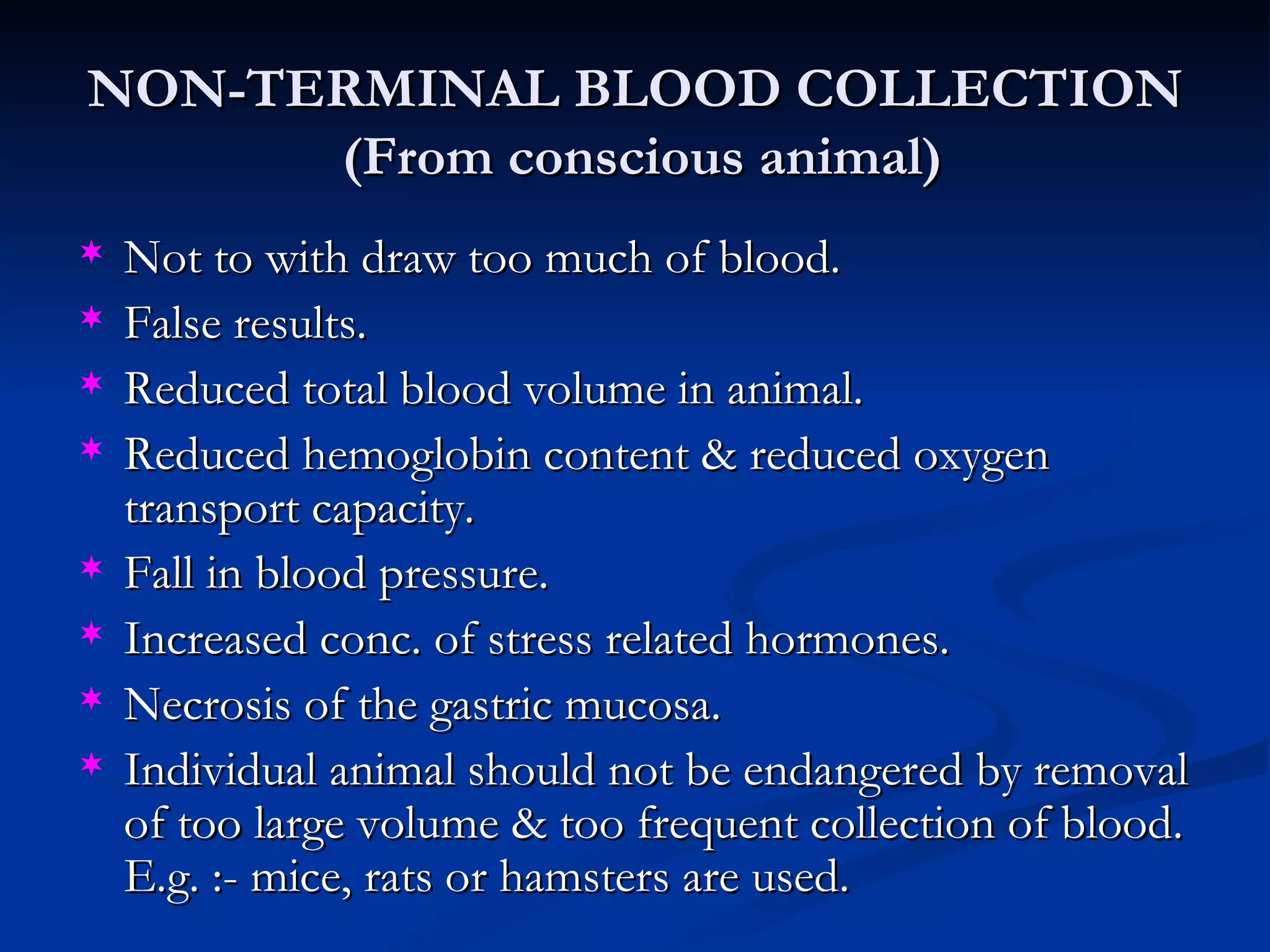 Techniques of blood collection in laboratory animals | PPT