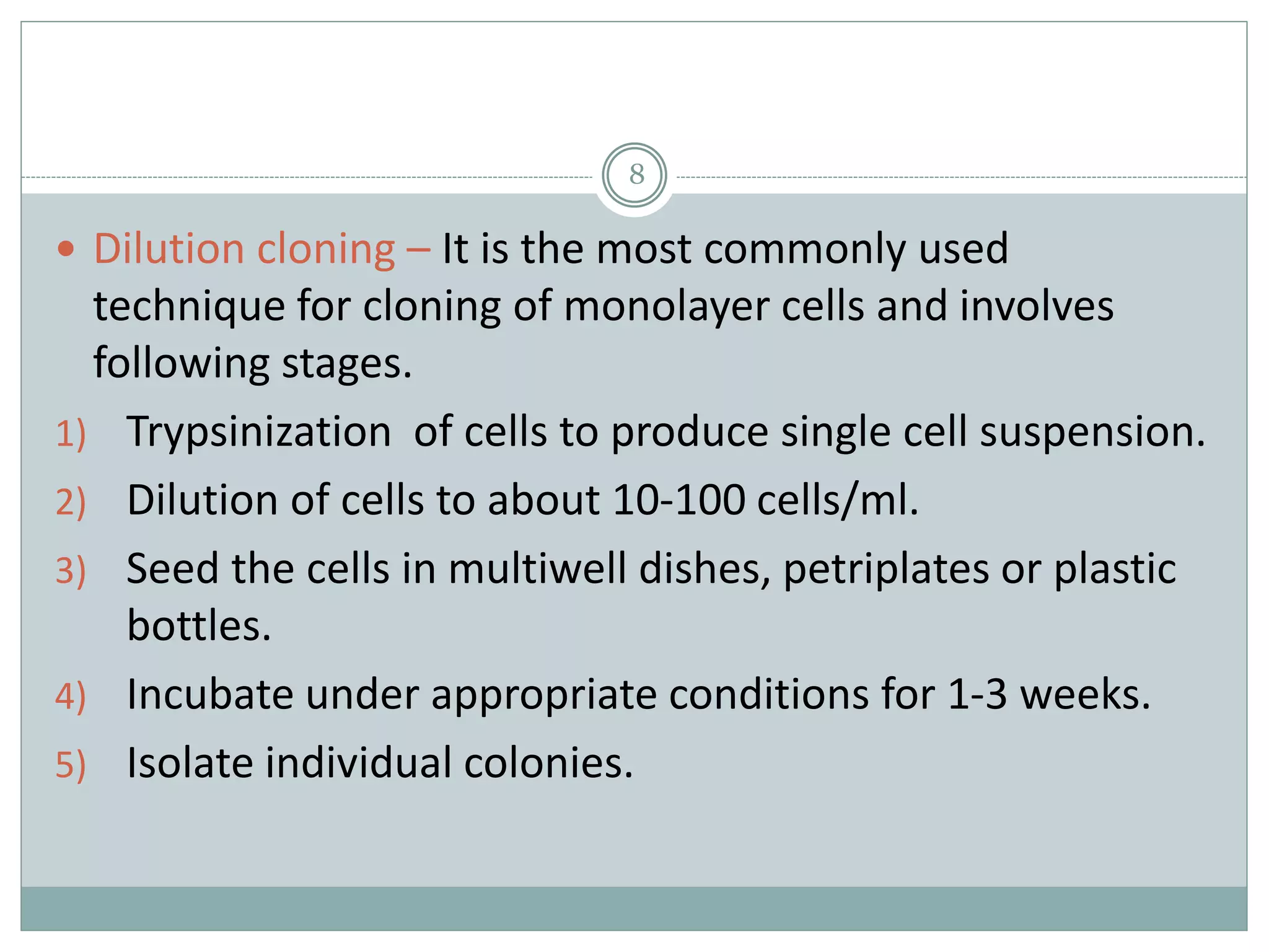 Techniques of cell cloning | PPTX