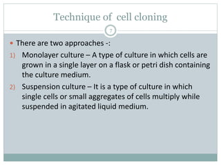 Techniques of cell cloning | PPTX
