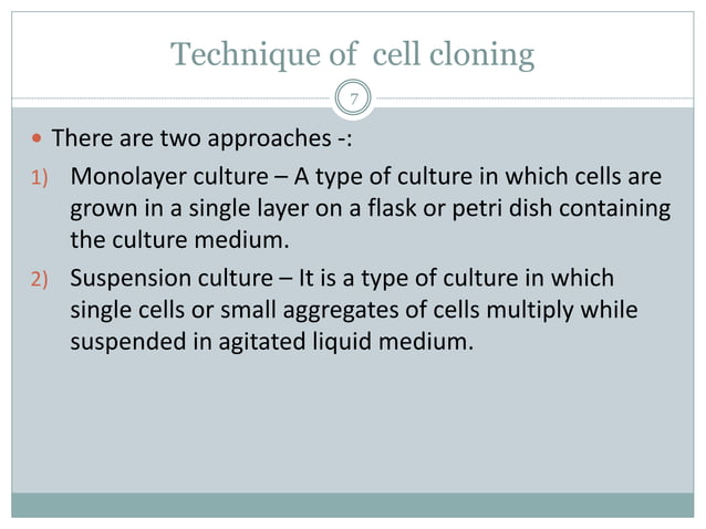Techniques of cell cloning | PPT
