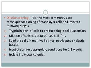 Techniques of cell cloning | PPTX | Genetics | Science