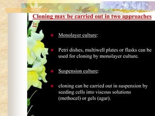 Techniques of cell cloning by kk | PPT