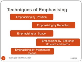 Techniques of emphasizing in written communication 1 | PPTX