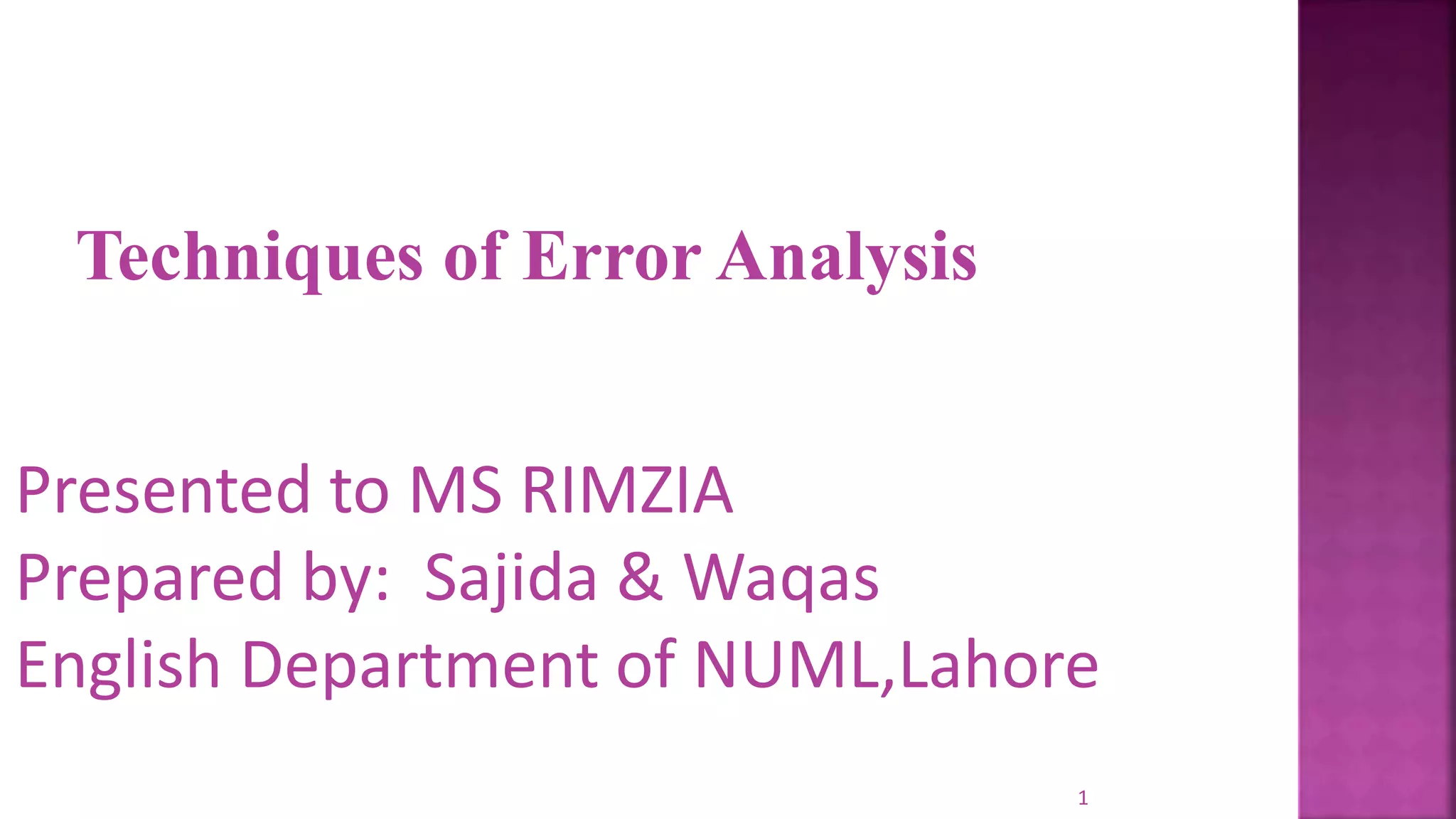 Techniques of error analysis | PPT