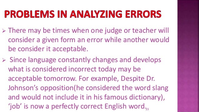 Techniques of error analysis
