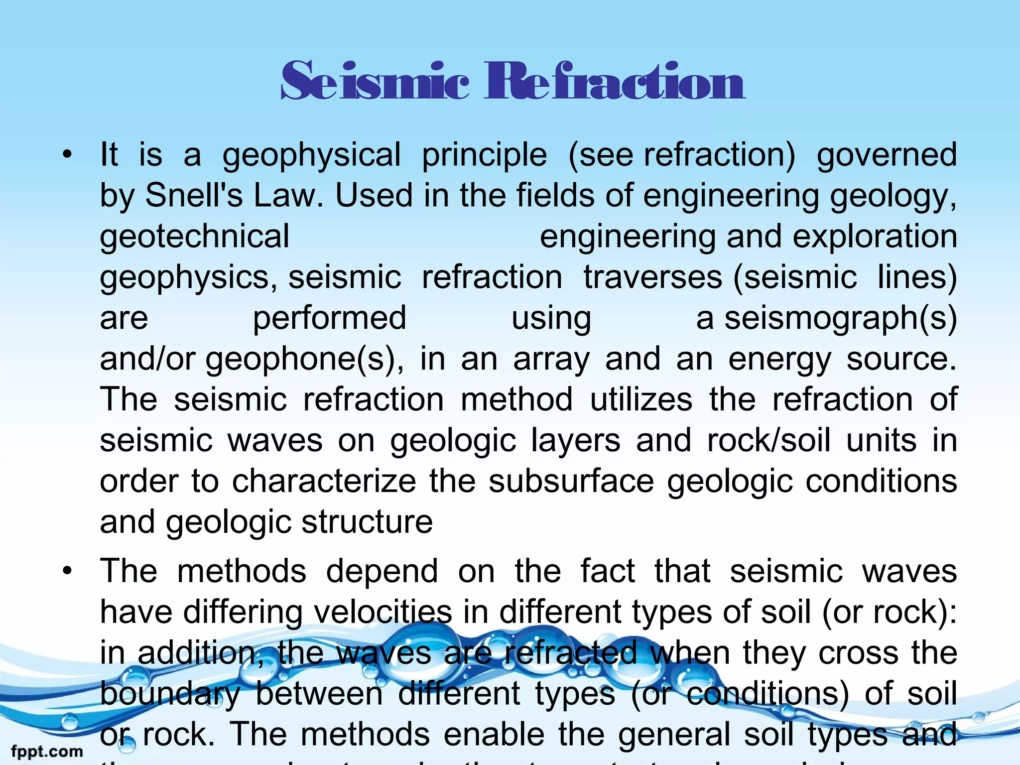 Techniques of finding ground water table | PPT