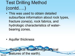 Techniques of finding ground water table | PPT