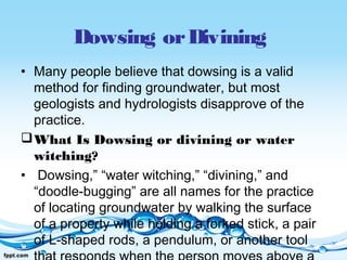 Techniques of finding ground water table | PPT