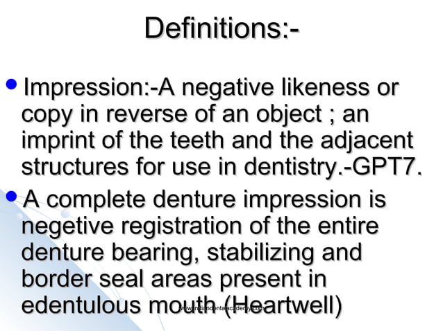Techniques of impression making in complete dentures/ orthodontics ...