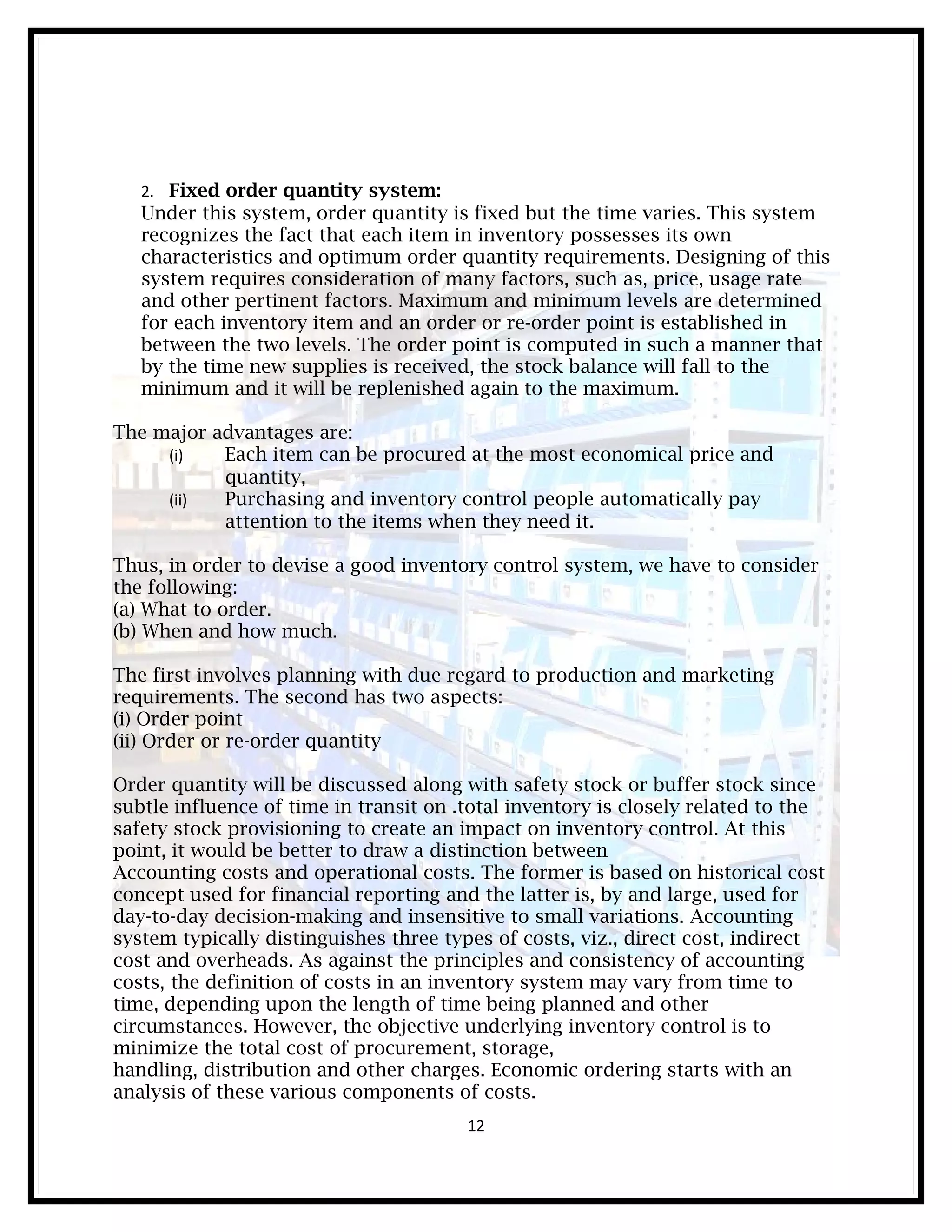 Techniques of inventory control | DOC