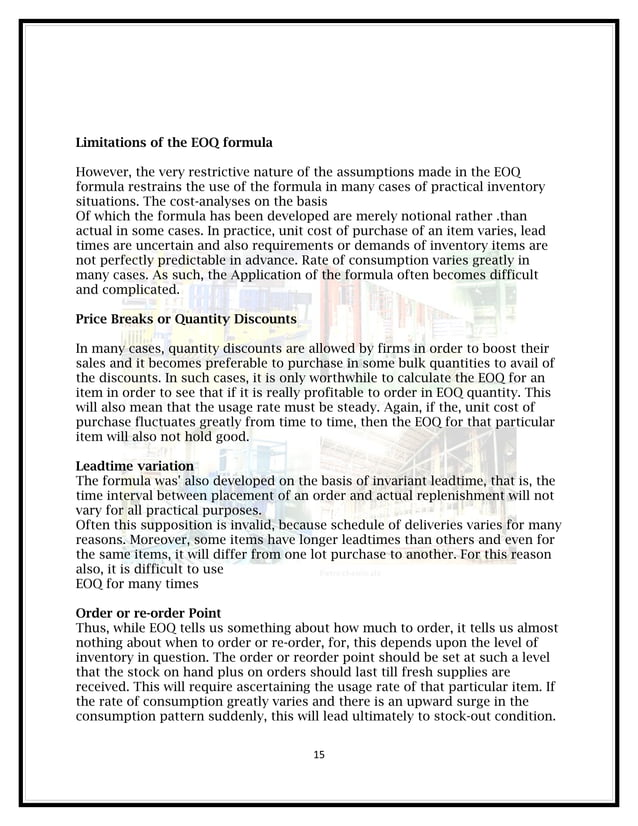 Techniques of inventory control | DOC | Business Accounting & Finance | Business