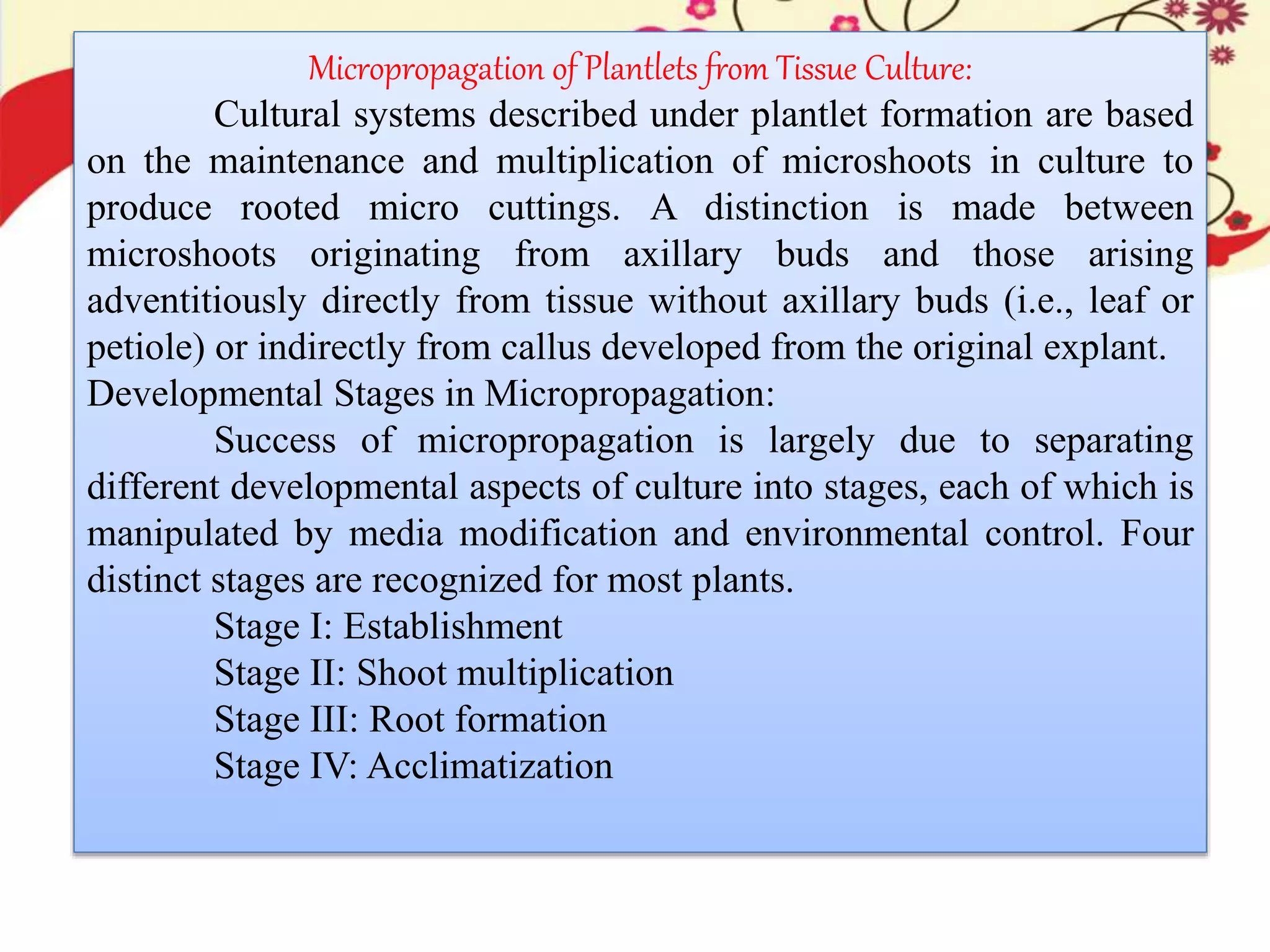 Techniques of in vitro clonal propagation for fruit crops | PPTX