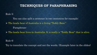 Techniques of Paraphrasing - Complete.pptx