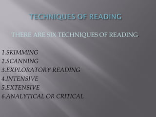 Techniques of reading (Communication Skills) | PPT