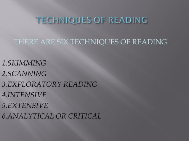 Techniques of reading (Communication Skills) | PPT | Books and Literature