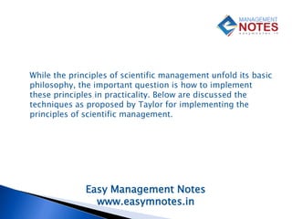 Techniques of scientific management | PPTX