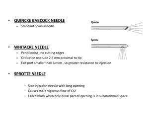 Techniques of spinal anaesthesia | PPTX