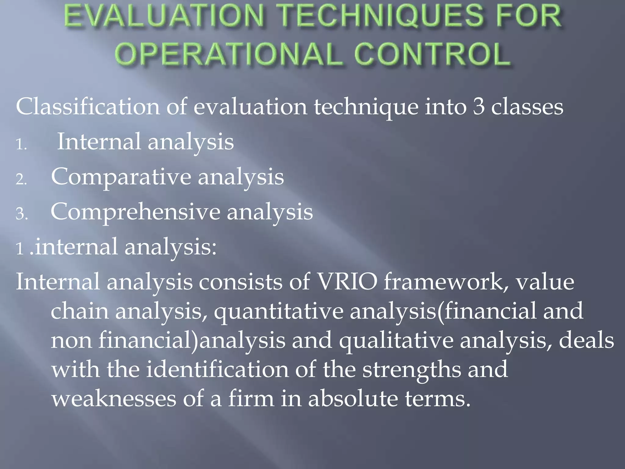 Techniques of strategic evaluation and control | PPTX