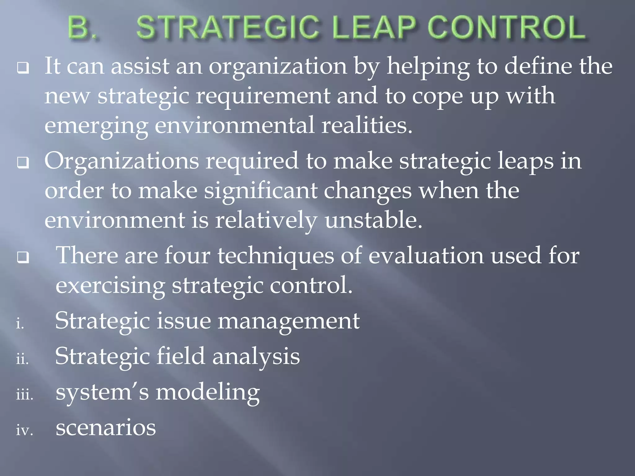 Techniques of strategic evaluation and control | PPTX