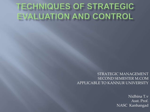 Techniques of strategic evaluation and control | PPTX | Business ...