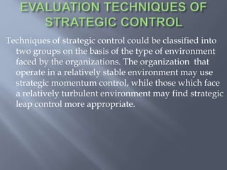 Techniques of strategic evaluation and control | PPTX