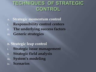 Techniques of strategic evaluation and control | PPTX | Business ...