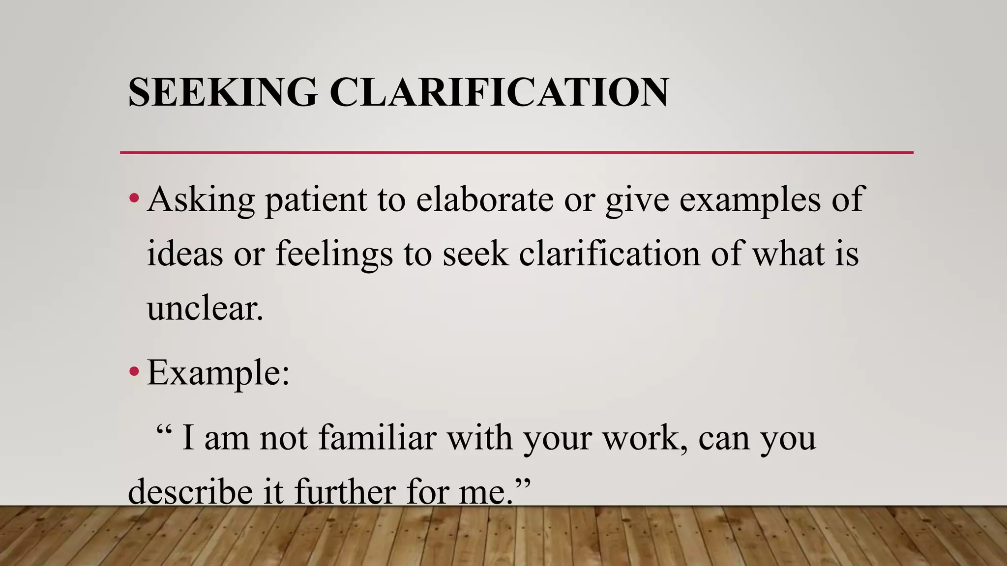 Techniques of therapeutic communication ppt | PPTX