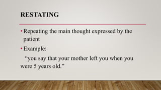 Techniques of therapeutic communication ppt | PPTX