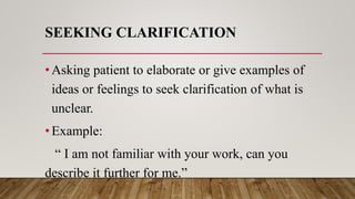 Techniques of therapeutic communication ppt | PPTX