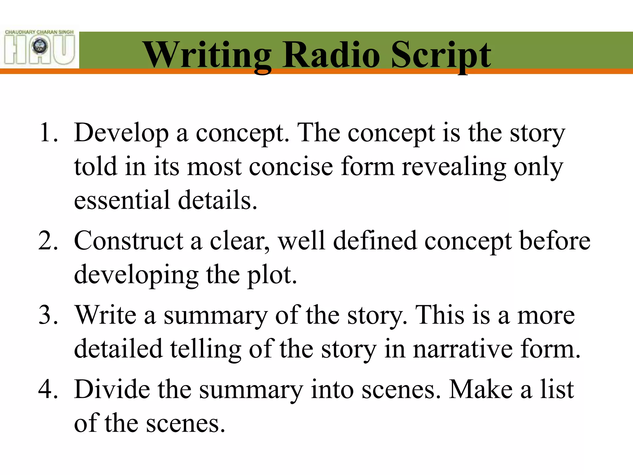 Techniques of writing of script for radio and tv | PPT