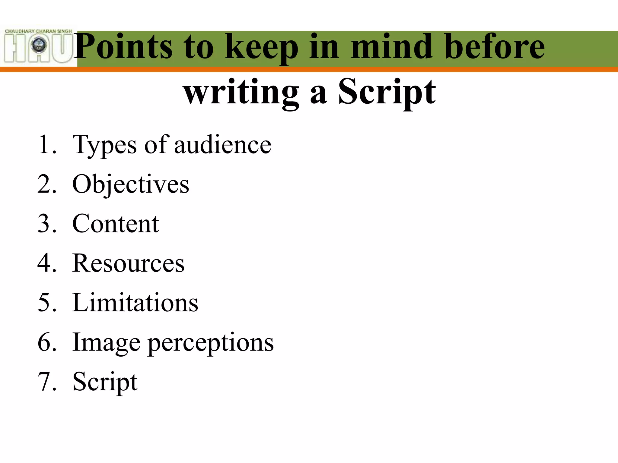 Techniques of writing of script for radio and tv | PPT