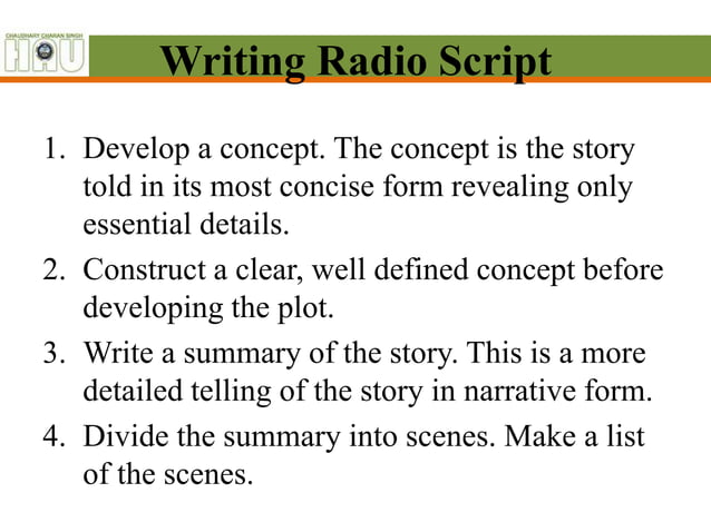 Techniques of writing of script for radio and tv | PPT