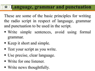 Techniques of writing of script for radio and tv | PPT