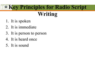 Techniques of writing of script for radio and tv | PPT