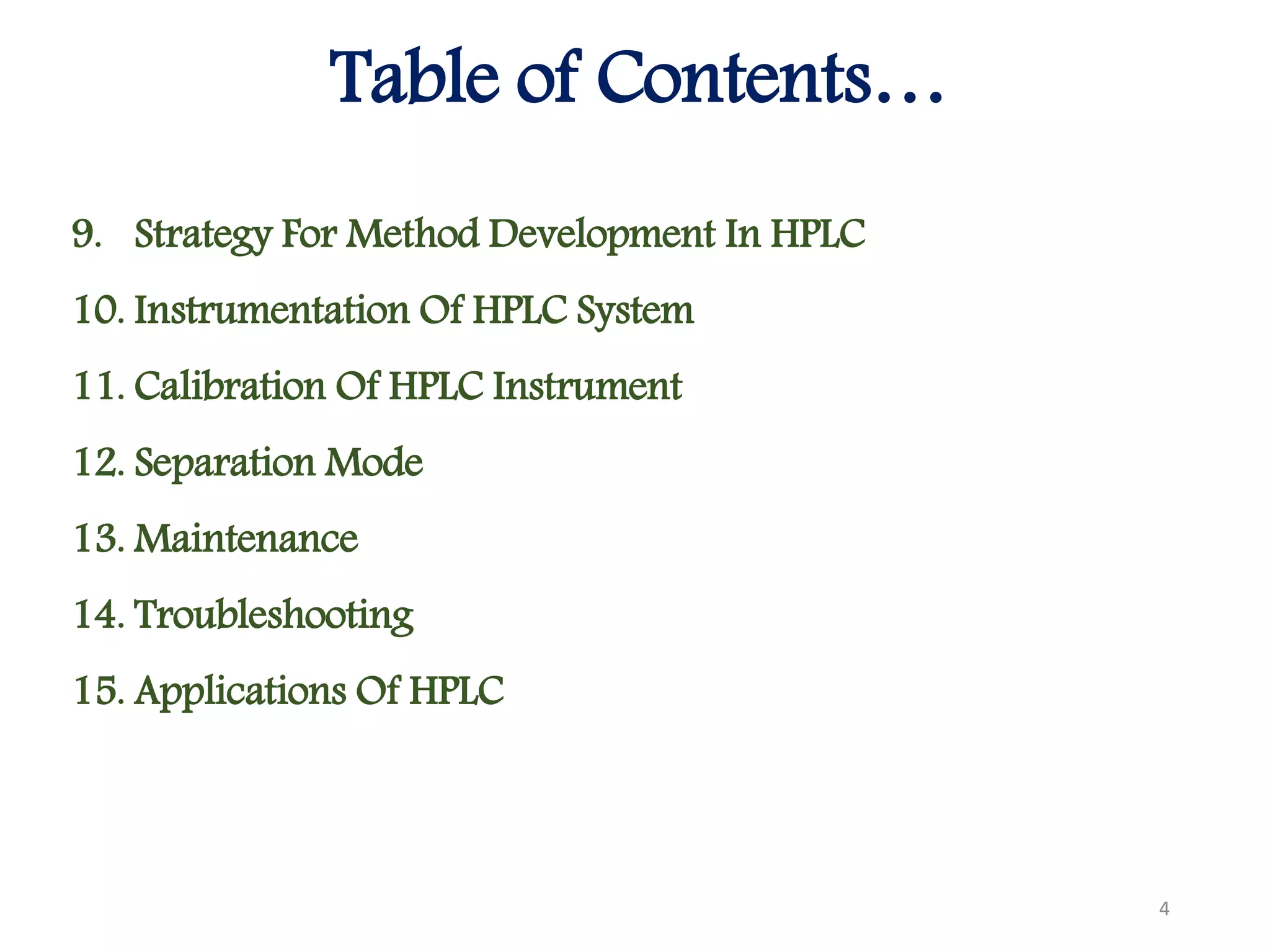 TECHNIQUES & PROTOCOLS FOR INSTRUMENTATION ANALYSIS (HPLC ...