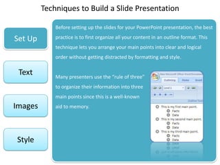 Techniques to build a slide presentation | PPTX