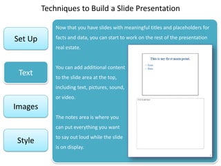Techniques to build a slide presentation | PPT