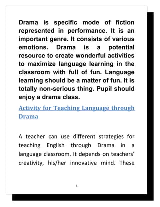 Techniques to teach drama in a language classroom | DOC | Homework and ...