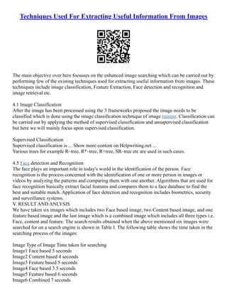 Techniques Used For Extracting Useful Information From Images | PDF