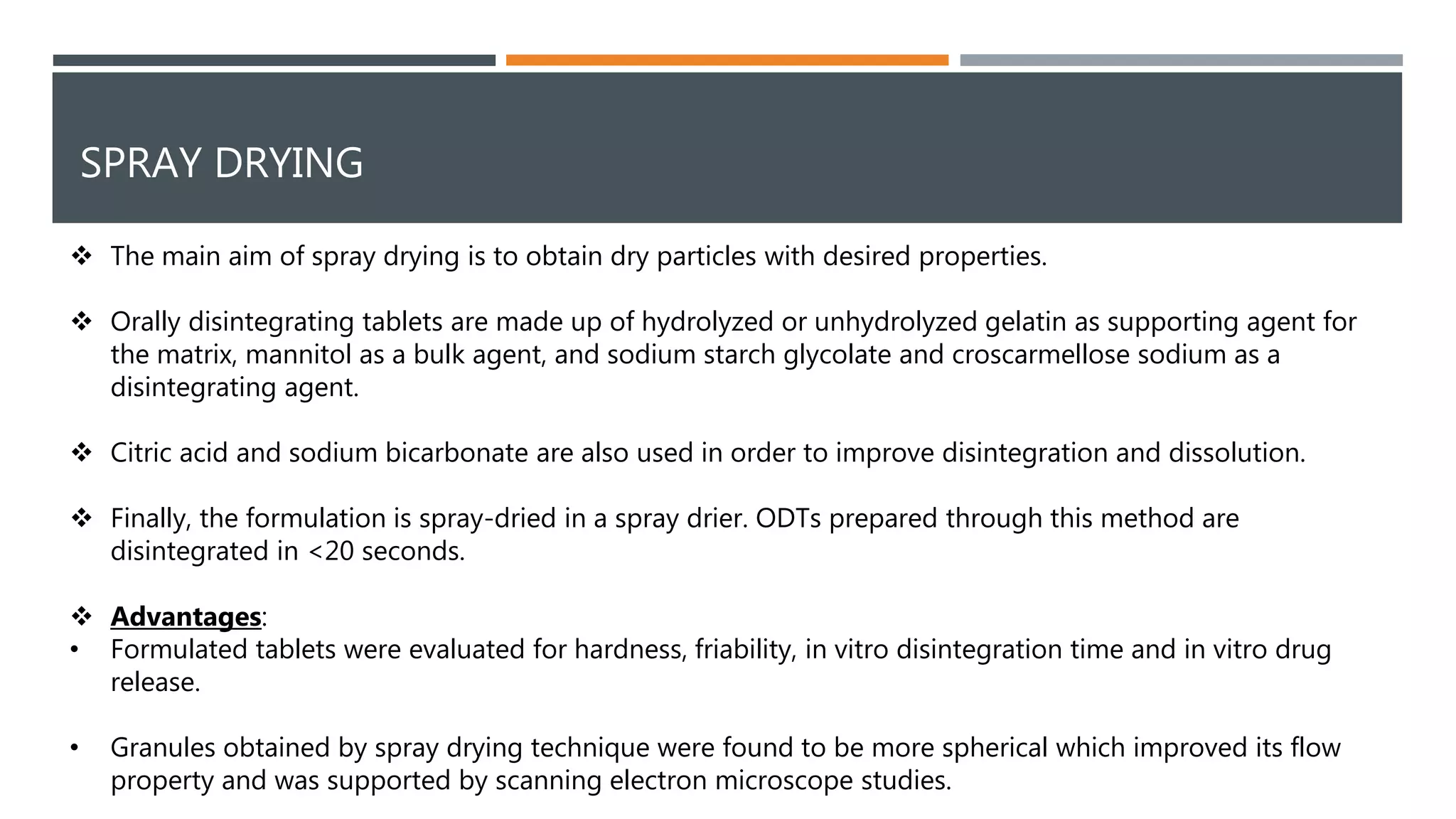 Techniques used in the preparation of orodispersible tablets | PPTX