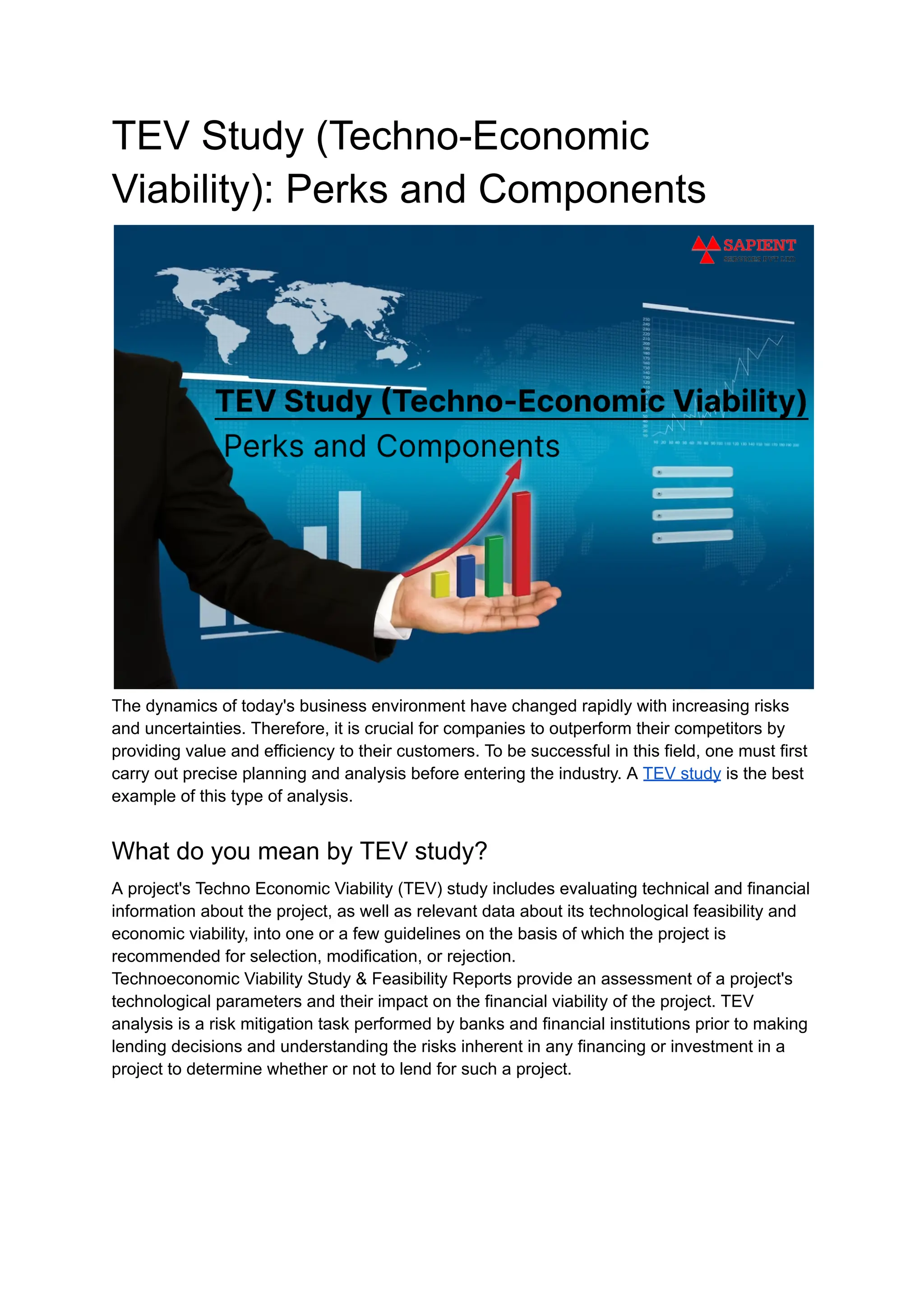 Techno-Economic Viability (TEV) Study: Perks and Components | PDF
