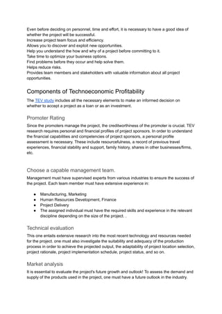Techno-Economic Viability (TEV) Study: Perks and Components | PDF